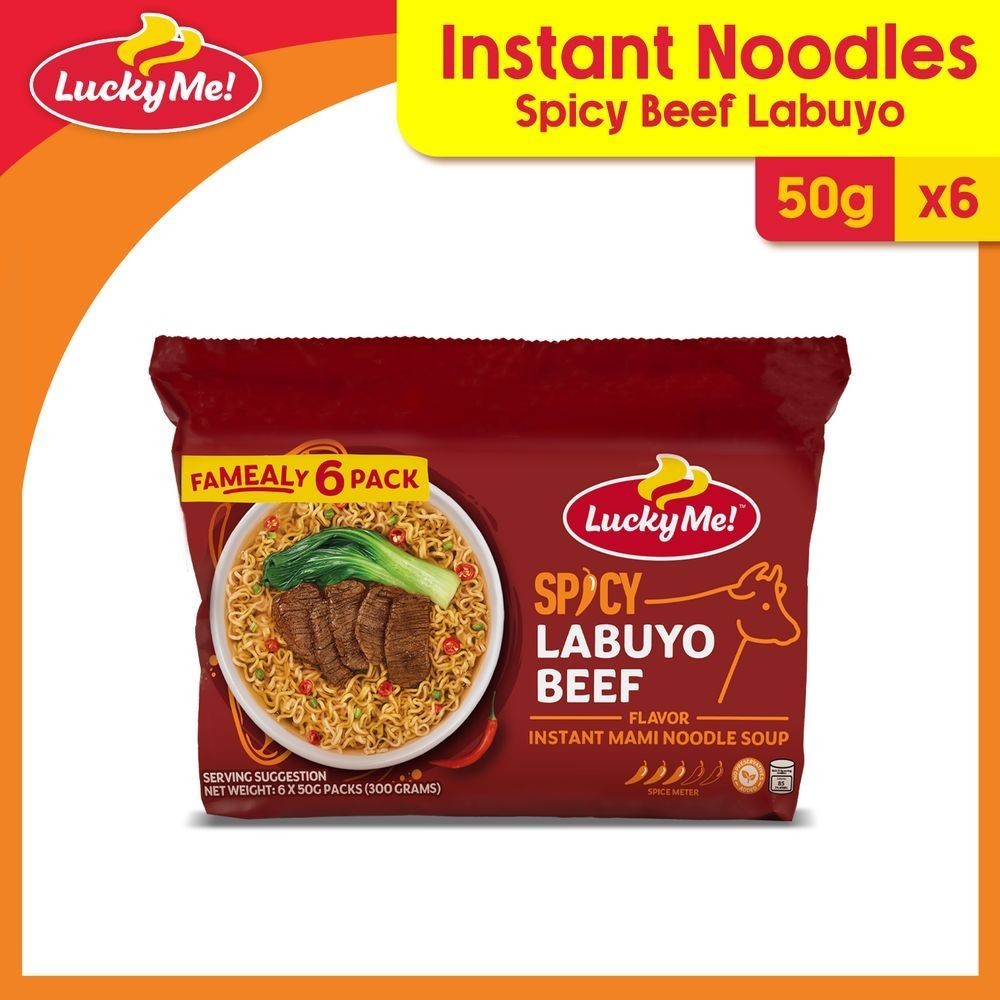 Lucky Me! Instant Noodle Soup Spicy Labuyo Beef Multipack 50g x 6 ...