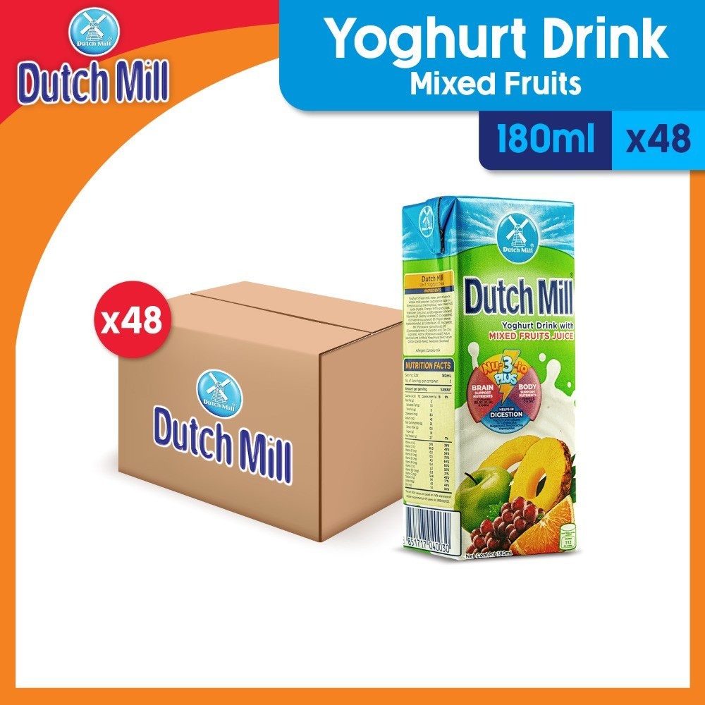 Dutch Mill Yoghurt Drink Mixed Fruit Juice 180ml x 48 | Shopee Philippines