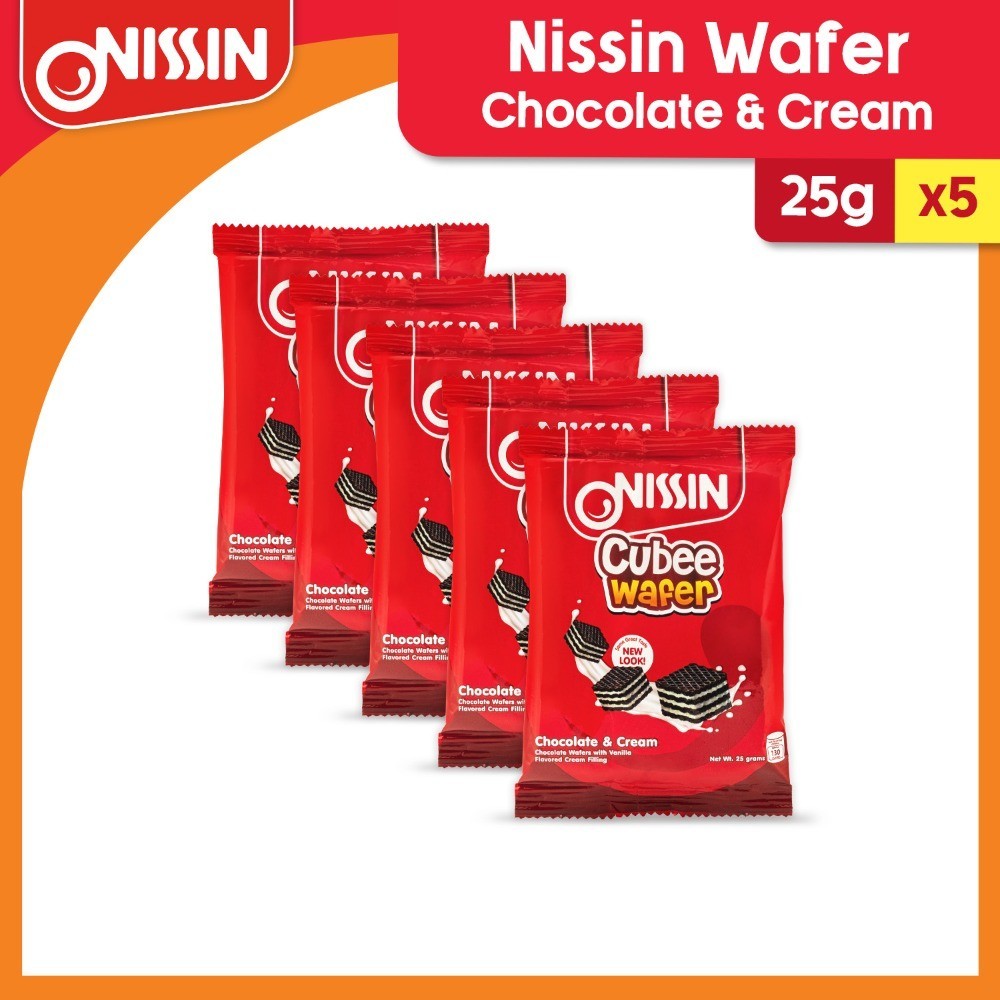 Nissin Cubee Wafer Chocolate & Cream 25g X 5 | Shopee Philippines