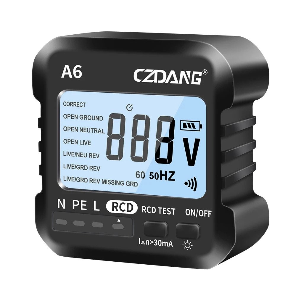 LCD Display AC250V/13A RCD Test Digital Socket Outlet Plug Tester Meter ...