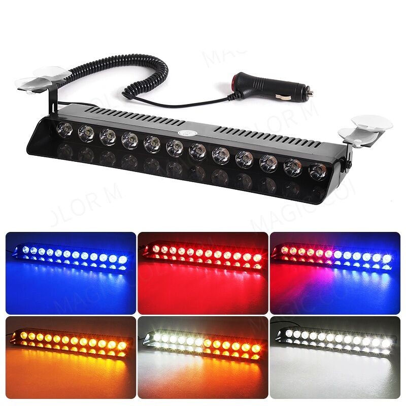 12 LED Car Strobe Light Flash Warning Signal Beacon Police Fireman ...