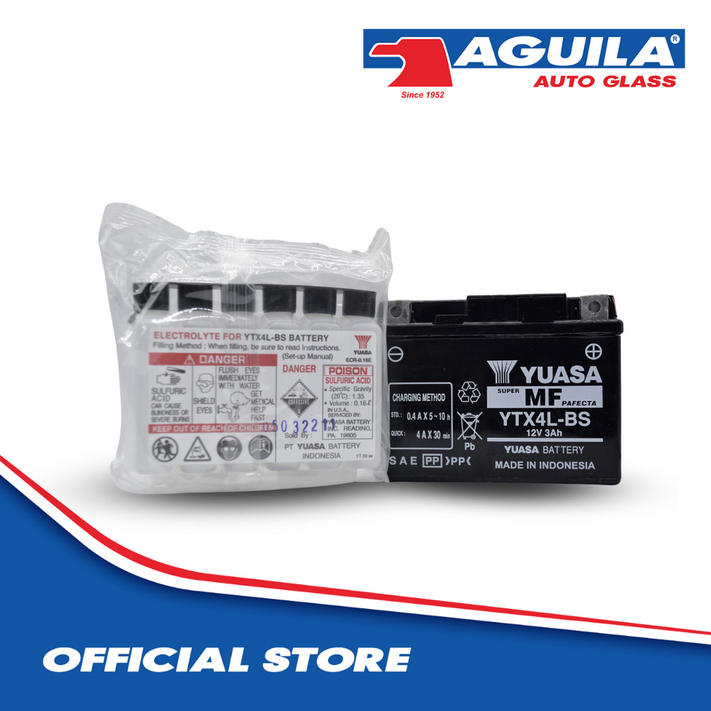 Yuasa Motorcycle Battery YTX4L-BS for Mio i 125, Smash 110, Smash 115 ...
