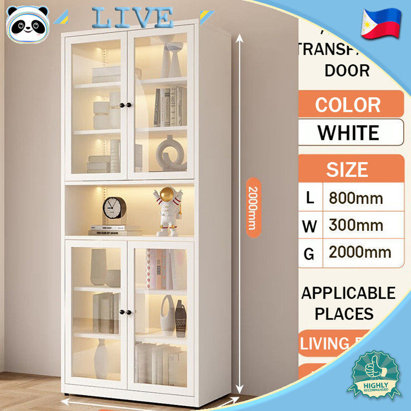 LIVE Transparent storage cabinet display cabinet bookcase double door ...