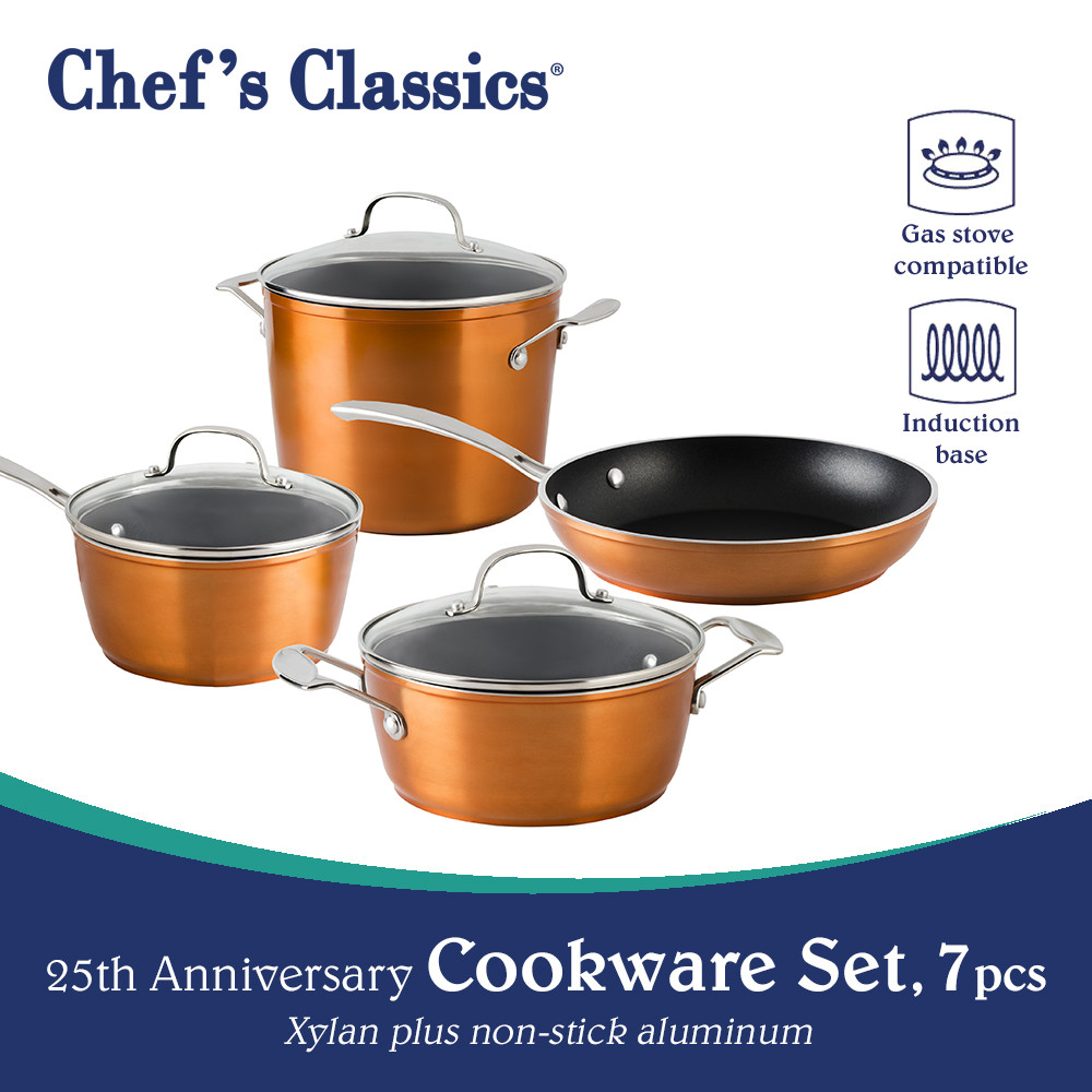 Chef's Classics 25th Anniversary Stainless Steel Cookware Set, 7pcs ...