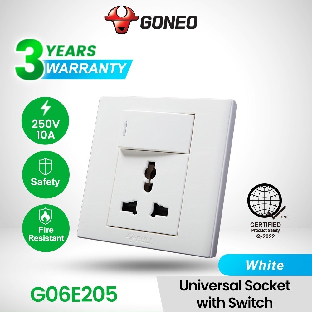 Bull 1 Way Switch & 1 Gang Universal Socket G06E205 | Shopee Philippines