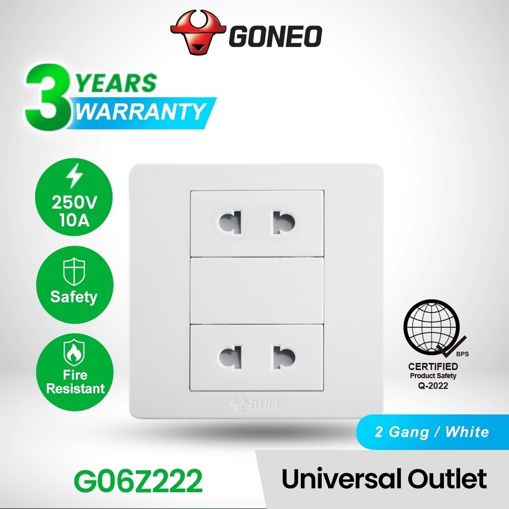 BULL 2 Gang 2-Pin Wall Socket G06Z222 | Shopee Philippines
