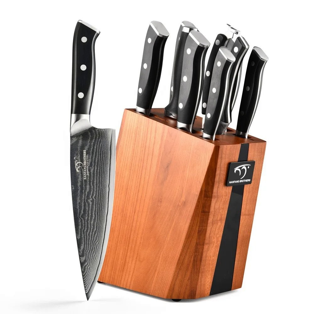 9 Pieces Professional Knife Sets Chef Knife Kitchen Scissor Sharpener ...