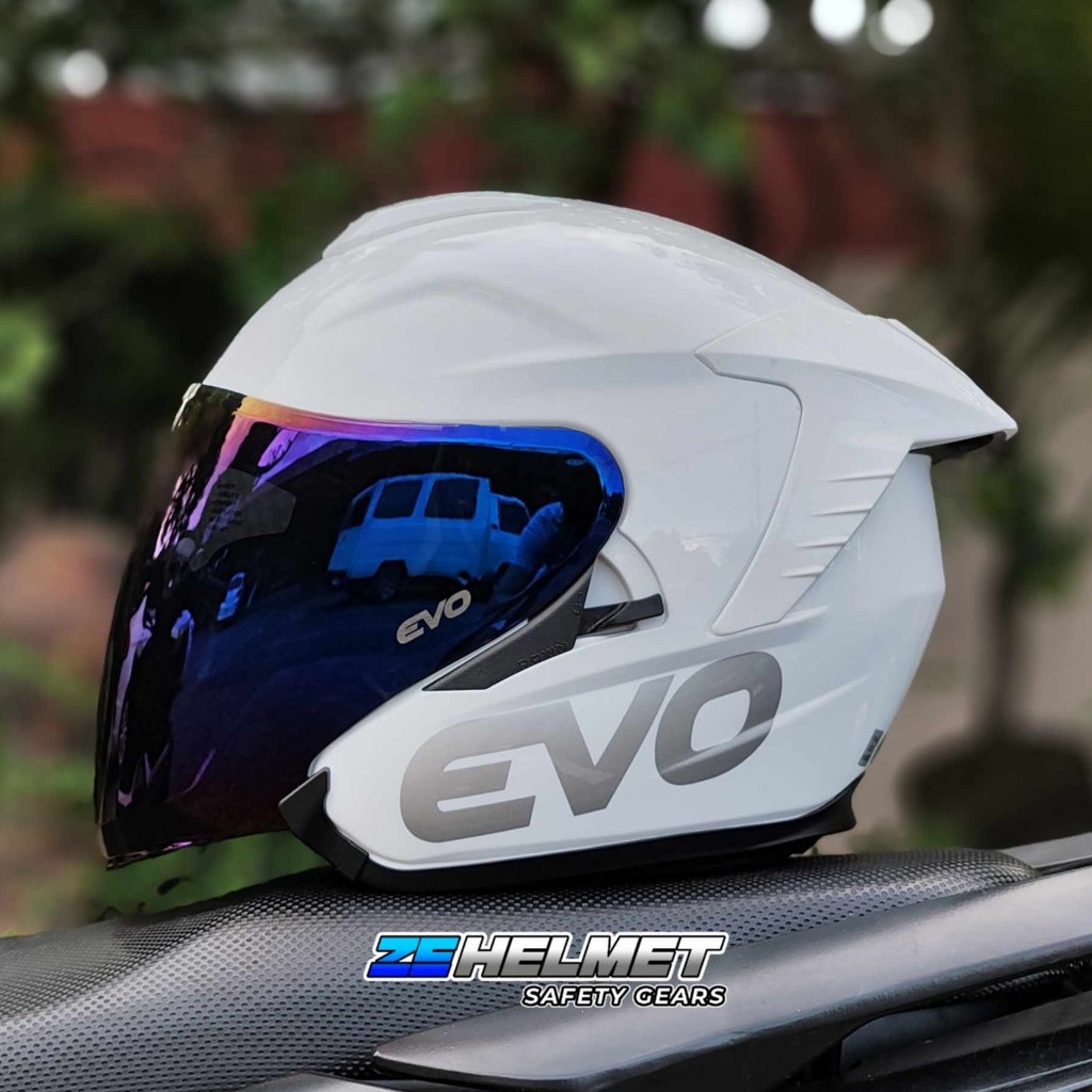 EVO RX-5 PLAIN (White) HALF FACE - DUAL VISOR (with FREE Clear Lens ...