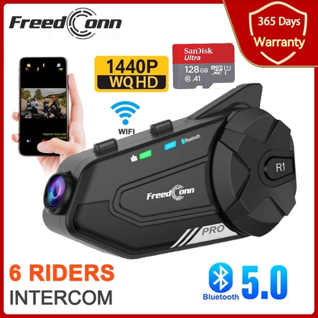 2023 Freedconn R1 PRO Motorcycle Camera 2K 1440P WIFI Video Recorder ...