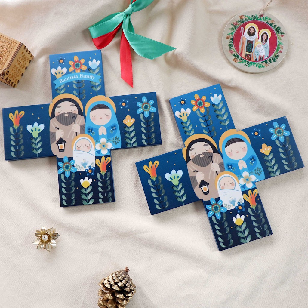 Papemelroti Christmas Deco Cross | Nativity Belen Holy Family | Wall ...