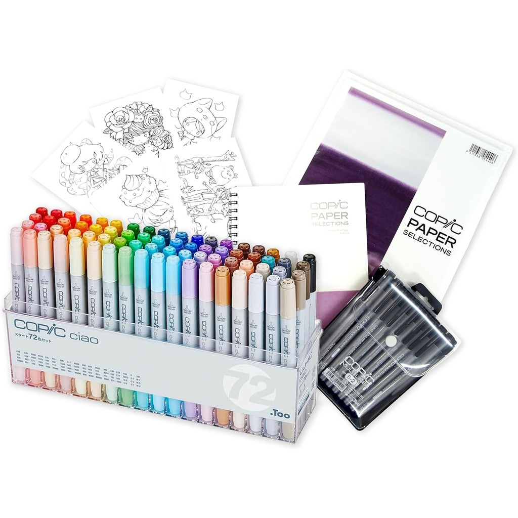 COPIC Too Copic Ciao DX Start Box, 72 Colors, Made in Japan, Multicolored Illustration Marker ...