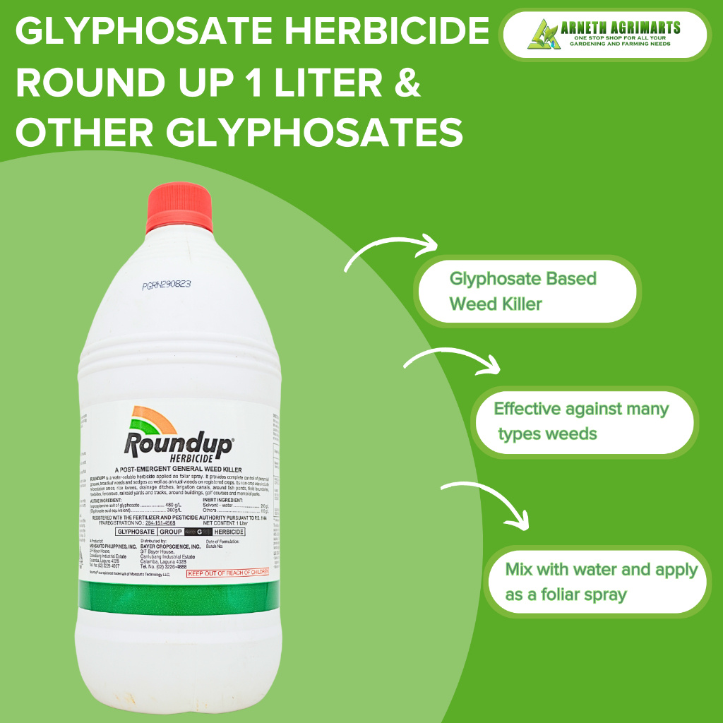ROUND UP HERBICIDE / GLYPHOSATE HERBICIDES pamatay damo (1 LITER ...