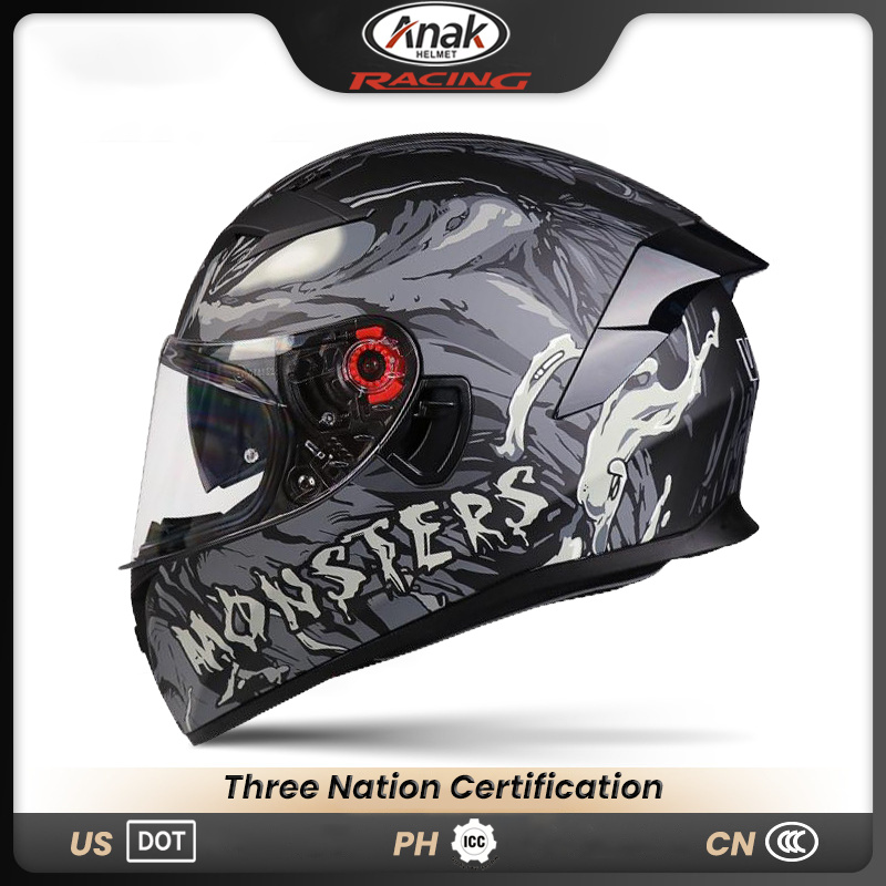Anak RC-17 Racing Series Full Face Helmet Dual Visor Motorcycle DOT ...