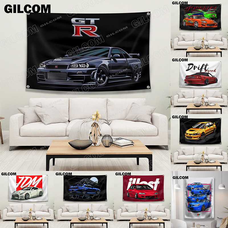 JDM GTR Flags Racing Car Poster Tapestry 90x150cm 3X5FT Polyester ...