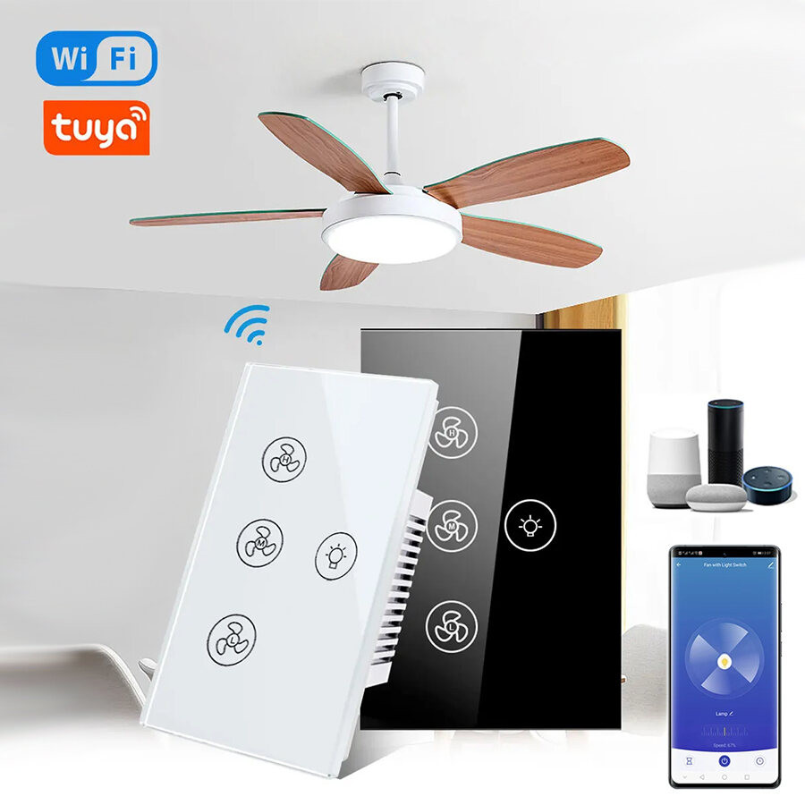 Tuya WiFi Ceiling Fan Light Smart Switch Touch Interruptor Smart Home ...