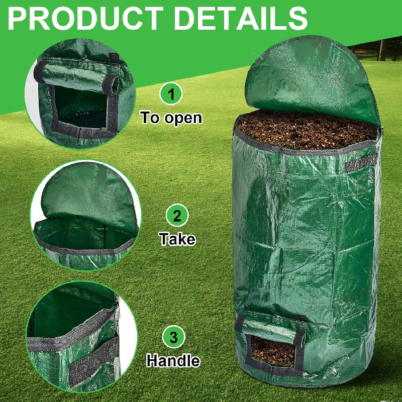 34 Gallon Compost Bin Bags Heavy Duty Garden Bag Large Reusable Yard ...