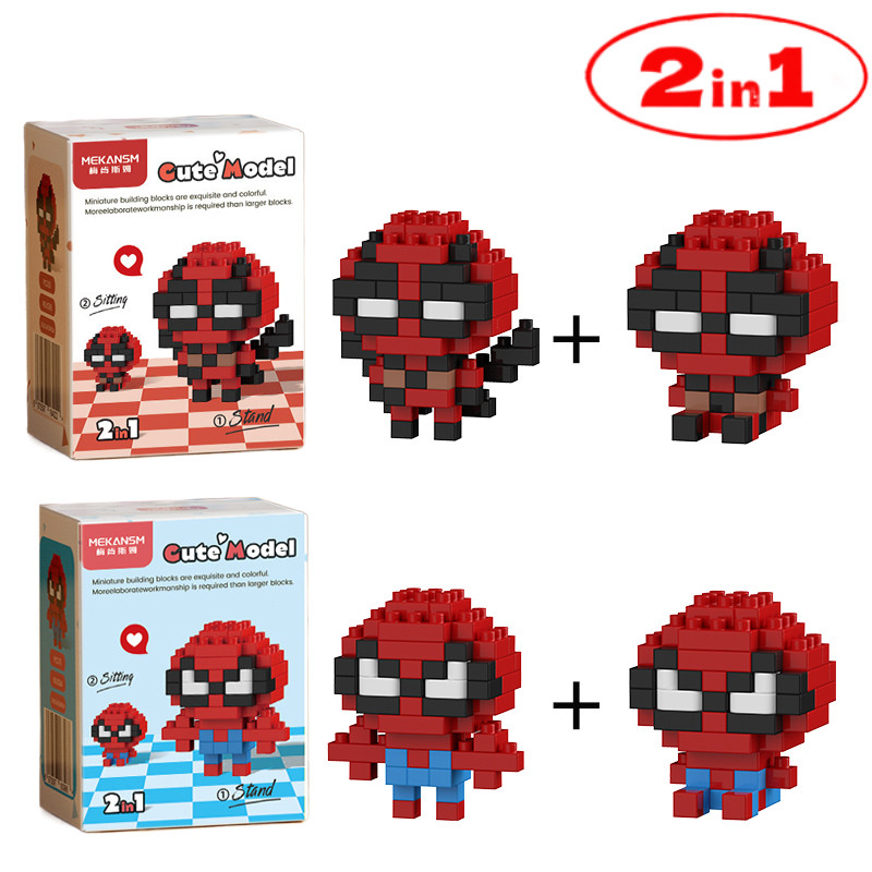 2IN1 Deadpool Building Blocks Disney Marvel Legends Toy Spider Man ...