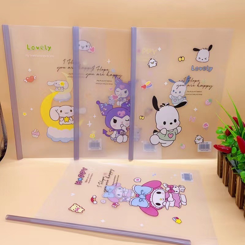 4Pcs Sanrio A4 Folder Test Paper Document Rod Clamp File Folder PVC ...