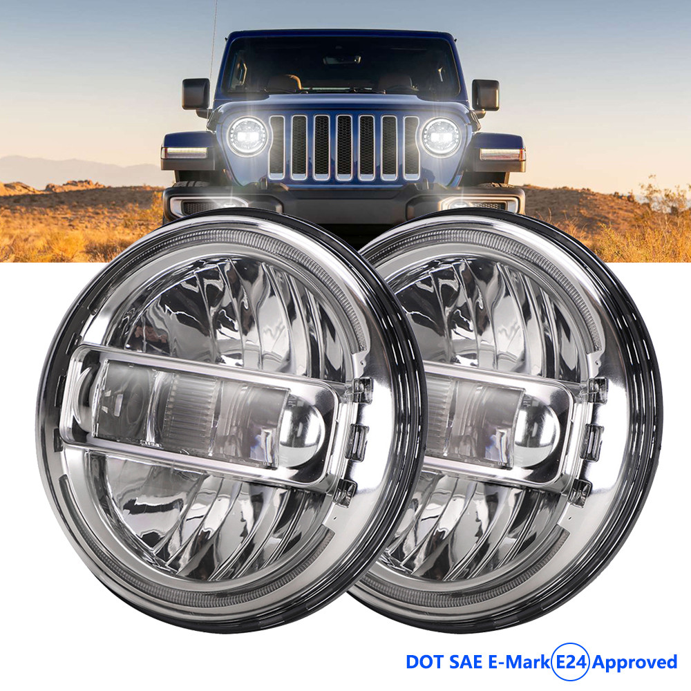 ♥DOT E-mark E24 For Lada Niva 4x4 1995-21 7 Inch LED Headlights With ...
