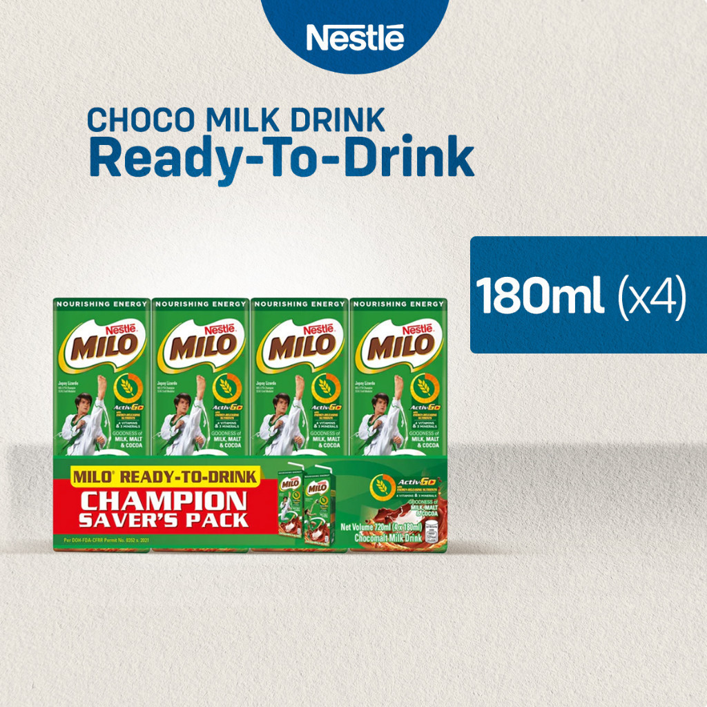 Milo Ready-to-Drink Chocomalt Milk Drink 180ml - Pack of 4 | Shopee ...
