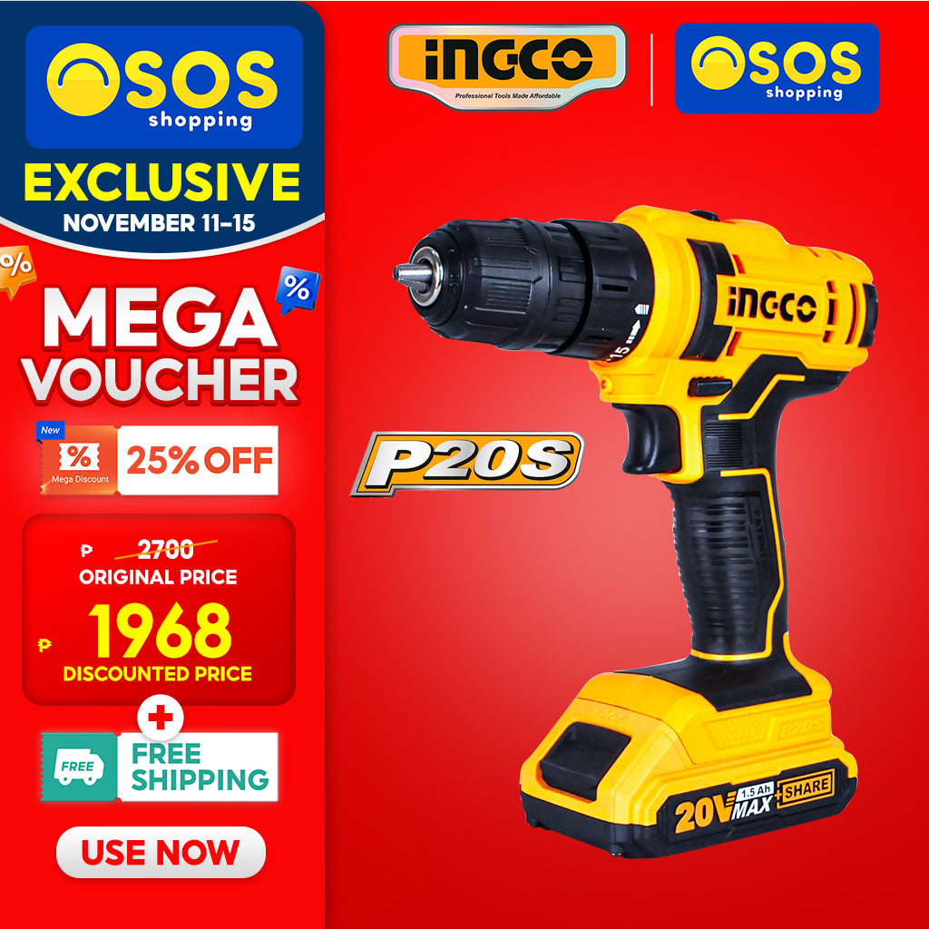 INGCO P20S 20V Lithium-Ion Cordless Drill (Super Select) CDLI20051 CDLI200528 •OSOS• | Shopee ...
