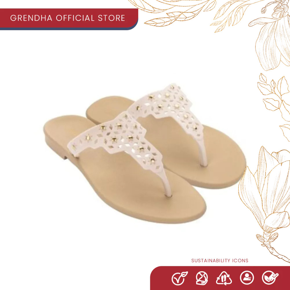 Grendha Cacau Damas Rast Ad Off White Beige Women's Sandals | Shopee ...