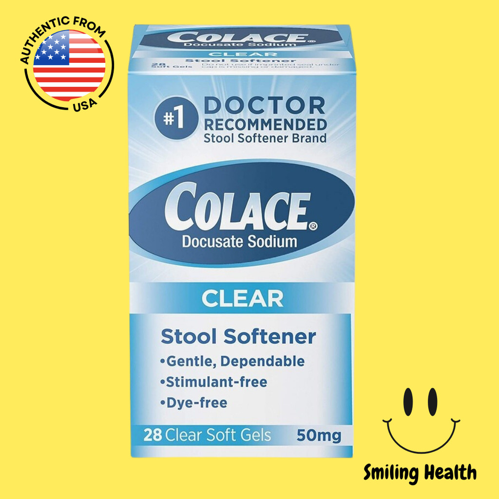 Colace Docusate Sodium Clear Stool Softener 50mg, 28 Softgels | Shopee ...