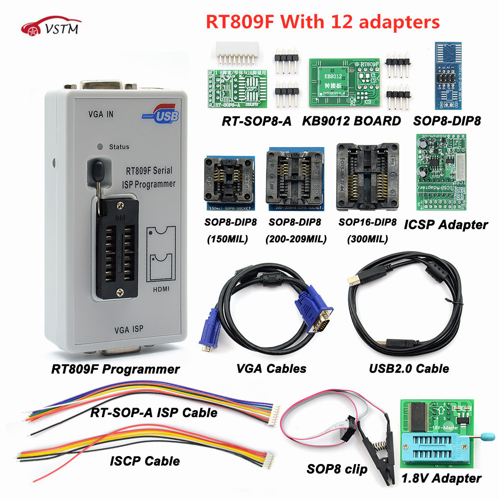 웃EMMC RT809F Serial ISP Programmer VGA LCD with RT-SOP8-A Simple Adapter Universal Programmable ...