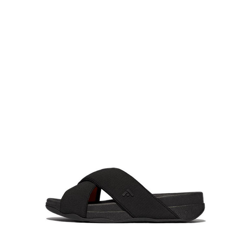 Fitflop Surfer Mens Water-Resistant Ripstop Cross Slides - Black/Zesty ...