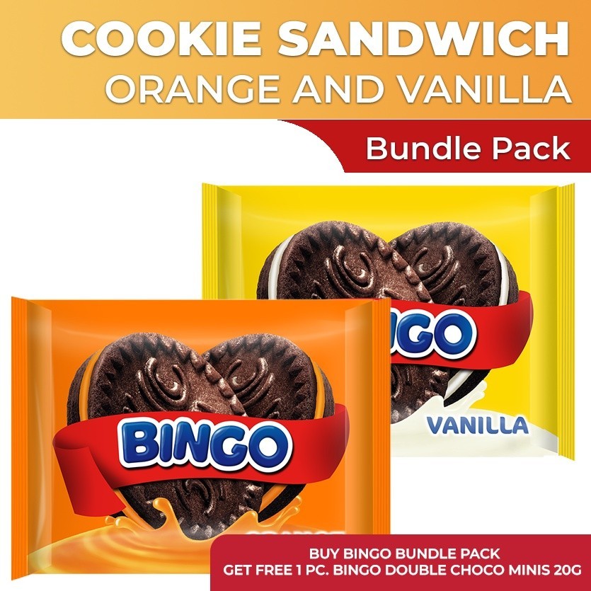 Bingo Cookie Sandwich Orange 28g x 10 + Bingo Cookie Sandwich Vanilla ...