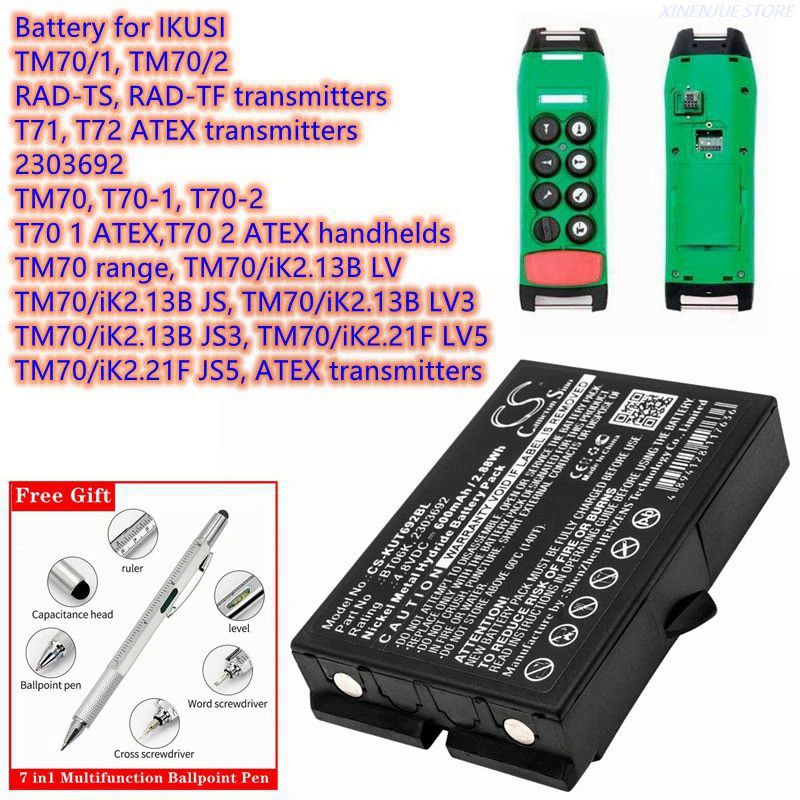 Crane Remote Control Baery for IKUSI 2303692,ATEX Transmiers,RAD-TST70 ...