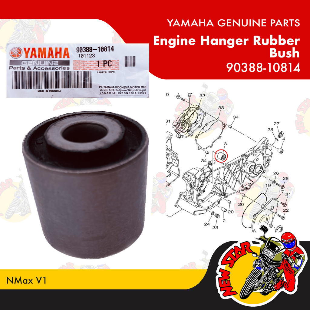 90388-10814 | Engine Hanger Rubber Bush | Genuine Yamaha parts | NMax ...