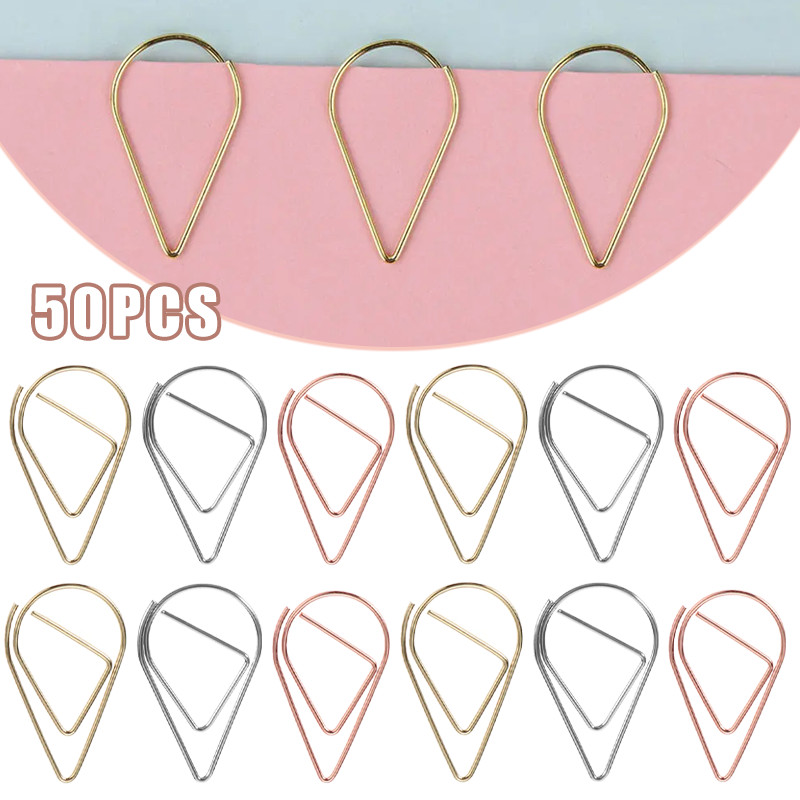 50 Pieces Metal Drop-Shaped Paper Clips for School Office Supplies ...