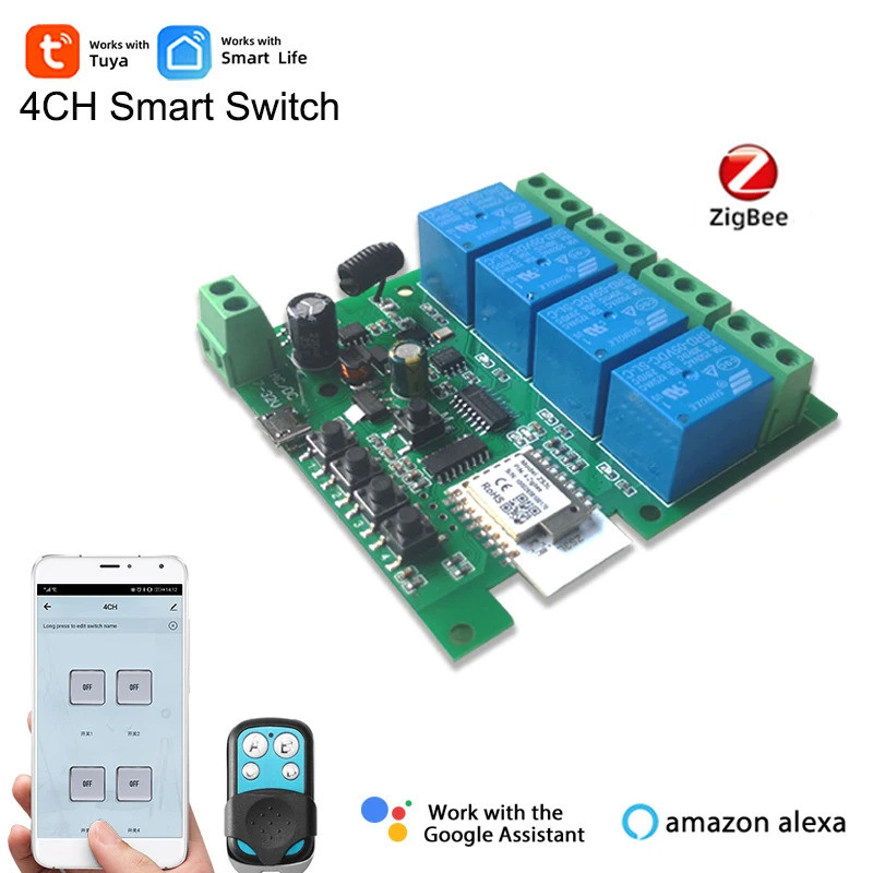 Zigbee Tuya Smart 4CH Switch Module,Motor Controller,DC 12V 24V 32V ...