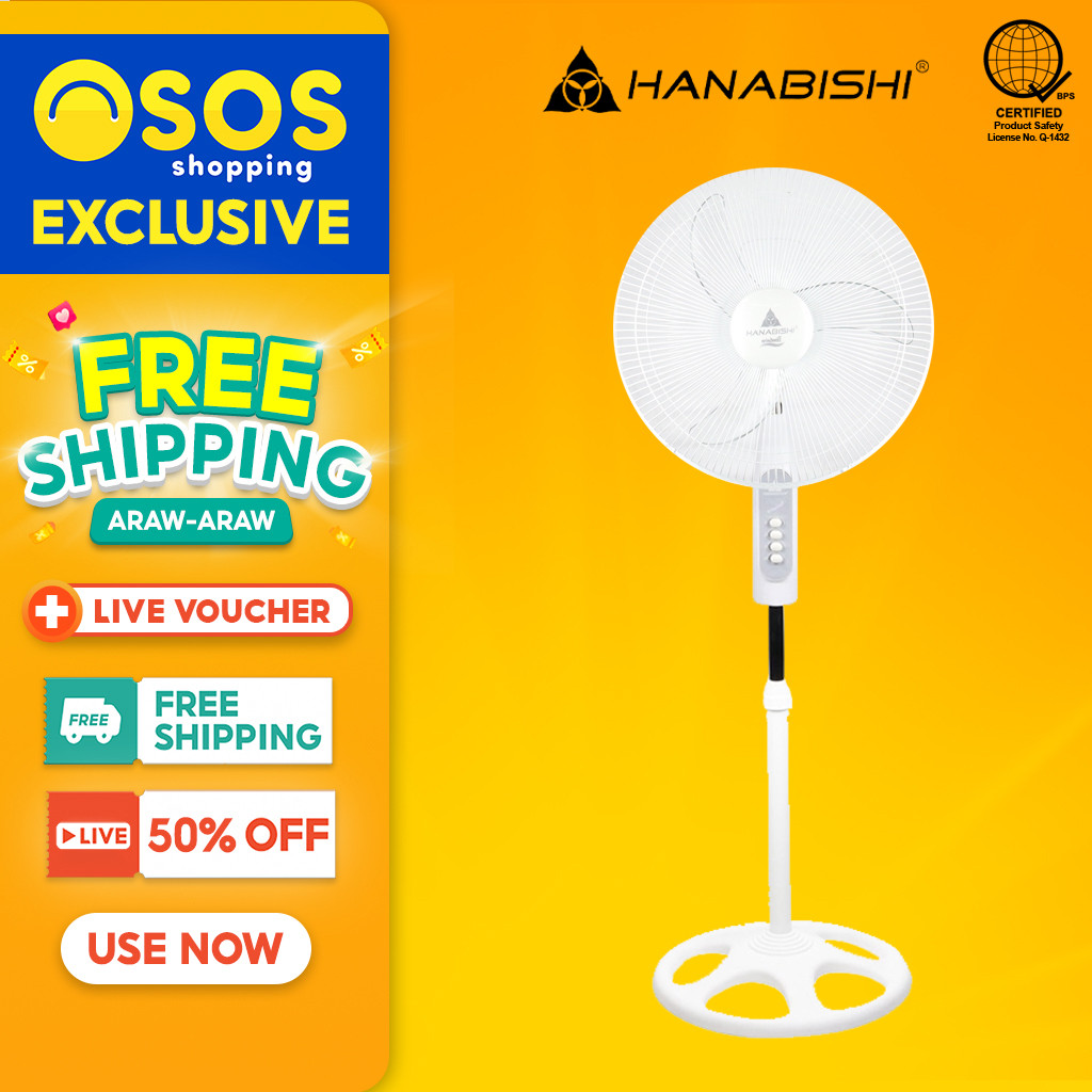 HANABISHI Aesthetic Stand Fan Electric Fan White Windmill 16SFWHT •OSOS ...