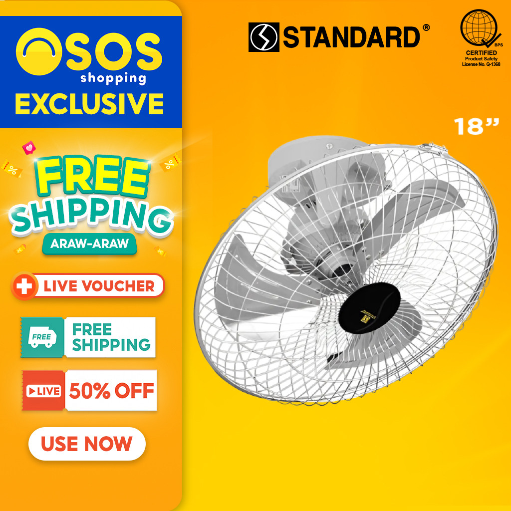 Standard Original Industrial Metal Electric Orbit Fan Ceiling Fan 18" SOF-18T2 •OSOS• | Shopee ...