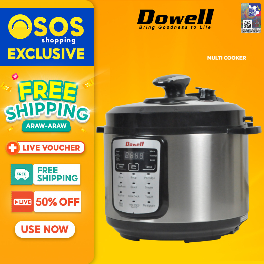 DOWELL Original 5L 6-in-1 Multi-Cooking Electric Pressure Cooker w/ 12 ...