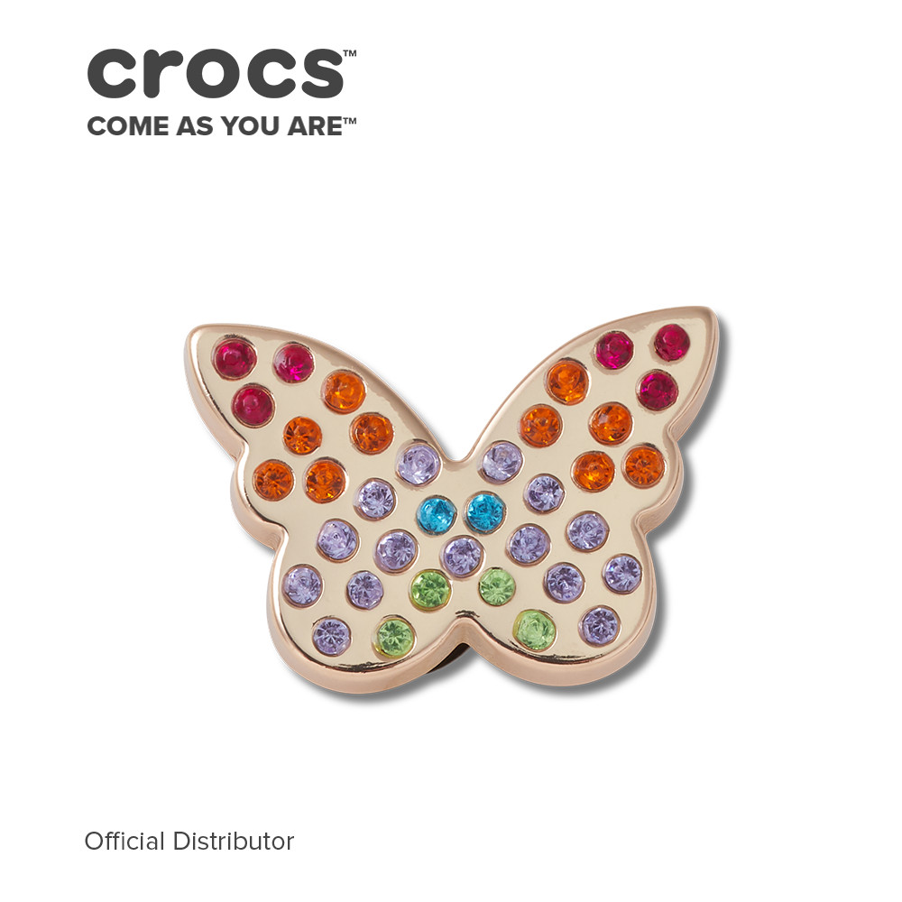 Crocs Jibbitz Charm Gold Rainbow Encrstd Butterfly | Shopee Philippines