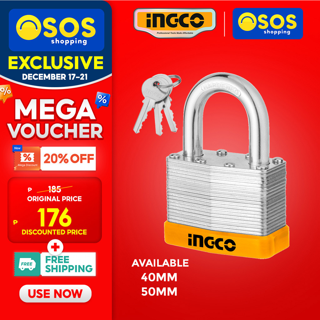 INGCO by OSOS Industrial Double Safer Laminated Brass Padlock DLPK0401 ...