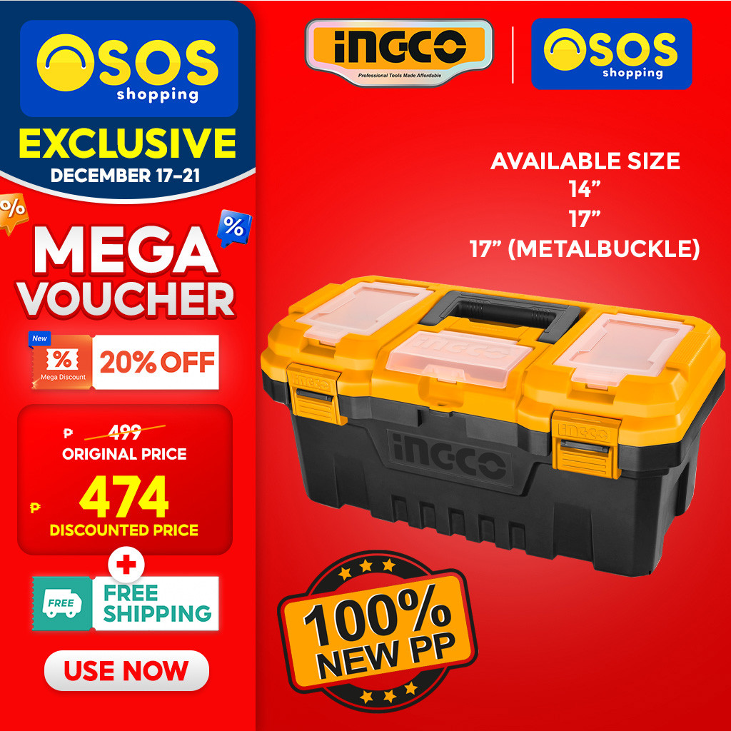 Ingco Plastic Tool Box Case Organizer with Removable Tray ING-HT •OSOS ...