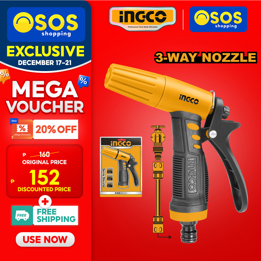 INGCO by OSOS Garden Spray Nozzle with 3 Different Patterns HWSG032 ...