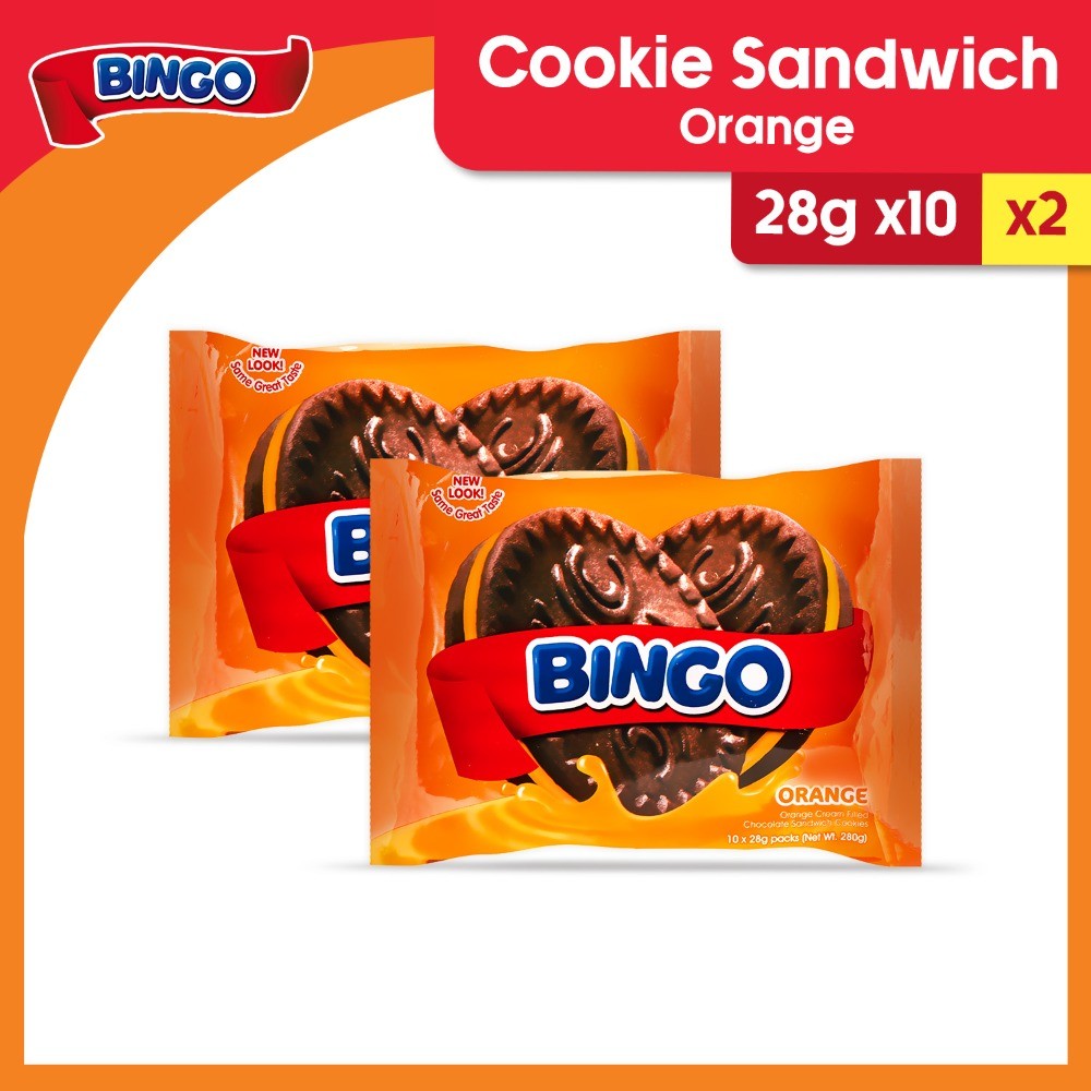 Bingo Cookie Sandwich Orange filled Choco 28g x 10 X 2 | Shopee Philippines