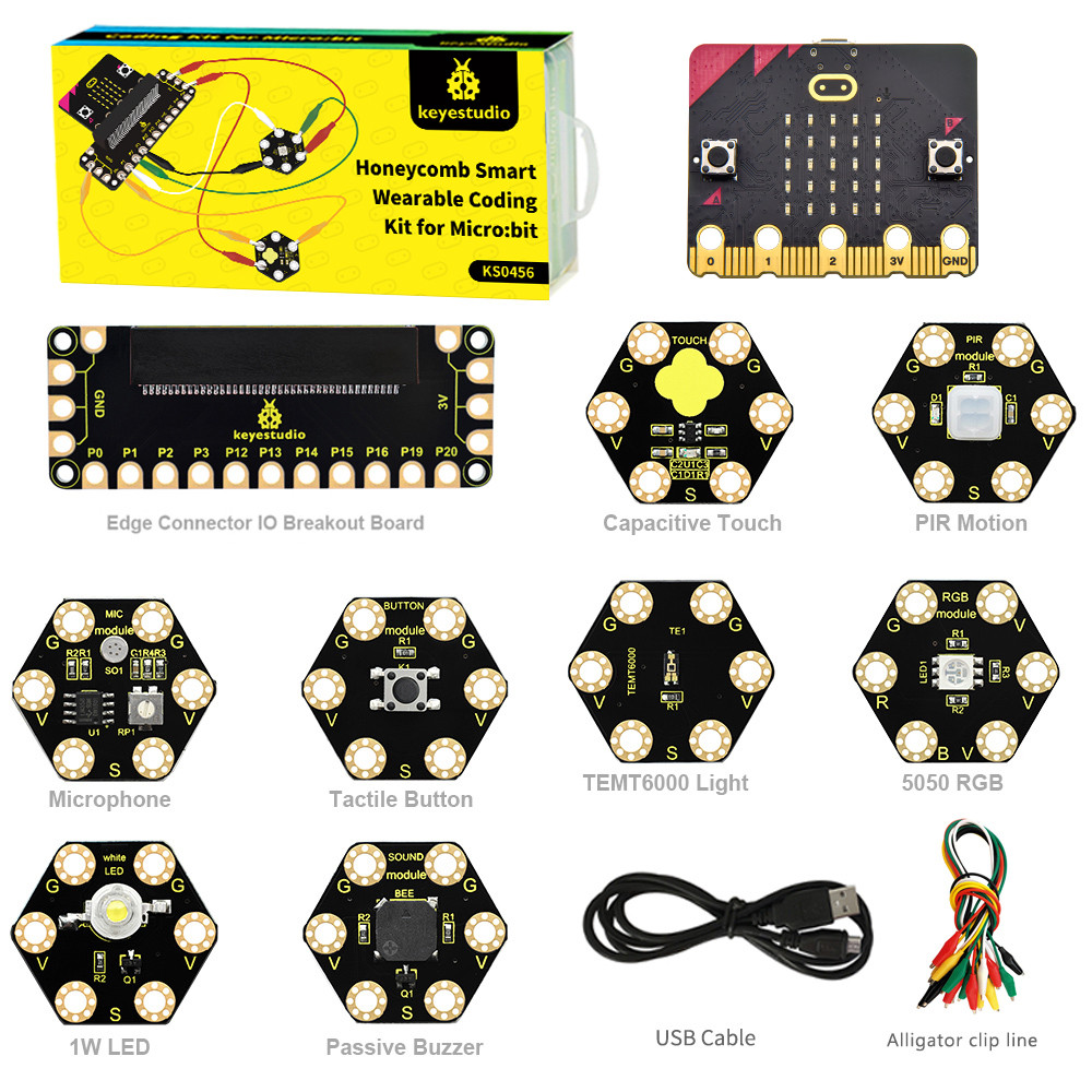 ★Keyestudio Honeycomb Smart Wearable Coding Kit BBC Micro bit With 8 ...