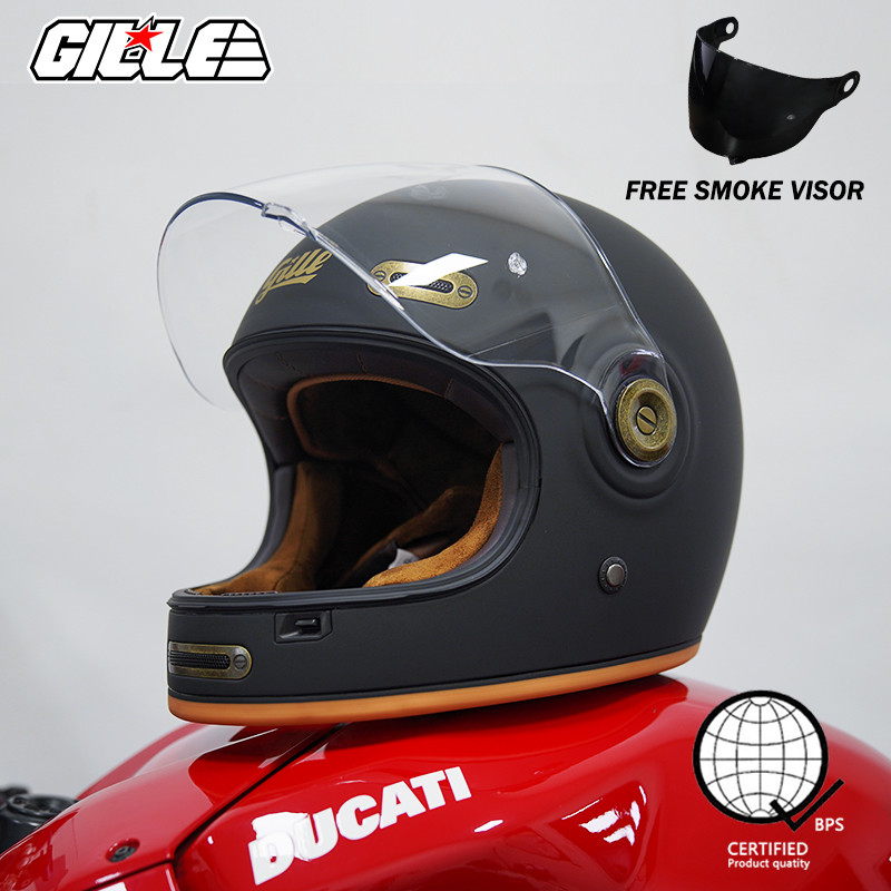 GILLE YM-853 ATAVISTIC PLAIN Motorcycle Classic helmet full face single ...