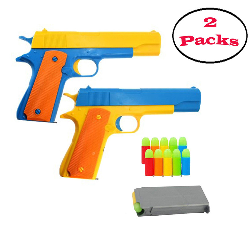 Blaster Cool Toy Gun with 10 Soft Bullets, Ejecting Magazine,Set of 2 ...