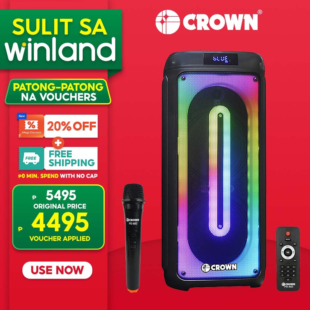 Crown by Winland Party Box Portable Rechargeable Speaker Dancing Light ...