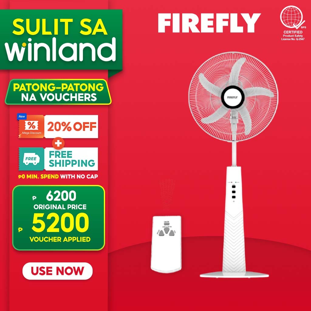 Firefly by Winland 18 inch Rechargeable Stand Fan with LED Night Light ...
