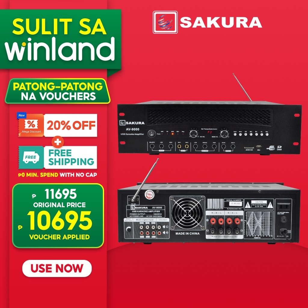 Sakura by Winland Professional 2 Channels | USB Karaoke Amplifier 1800Watts x 2 AV-9000 | Shopee ...