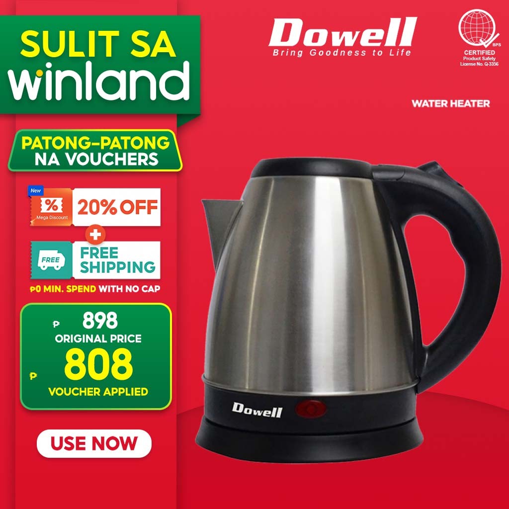 Dowell by Winland Stainless Steel 1.8 Liter Electric Kettle Water ...
