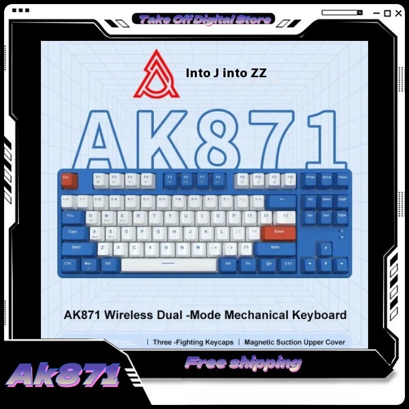 ♀Ajazz Ak871 2.4G Wireless Gaming Mechanical Keyboard 87 Keys Hot ...